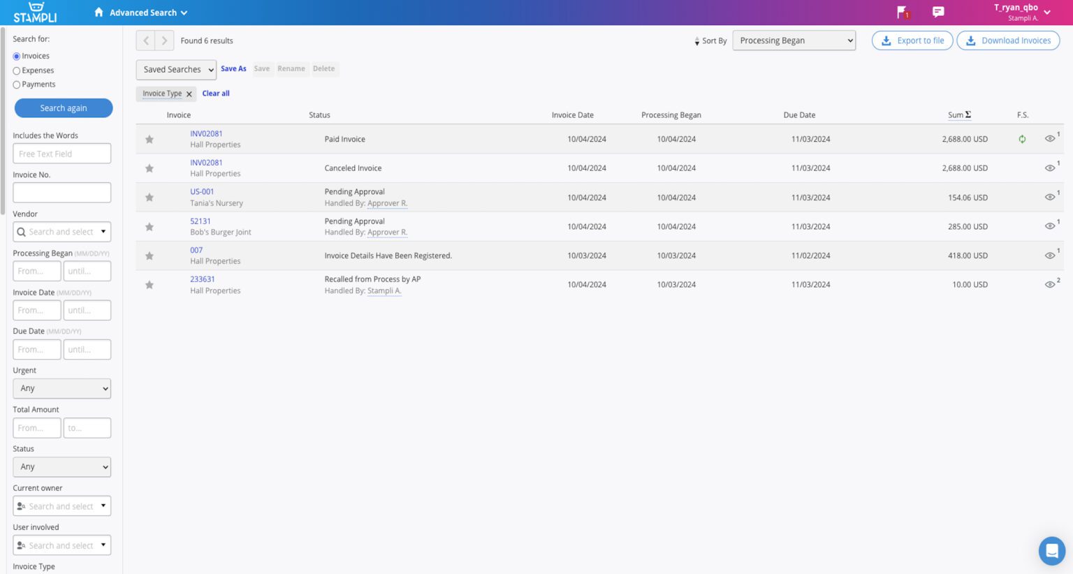 Stampli Advanced Search | Stampli